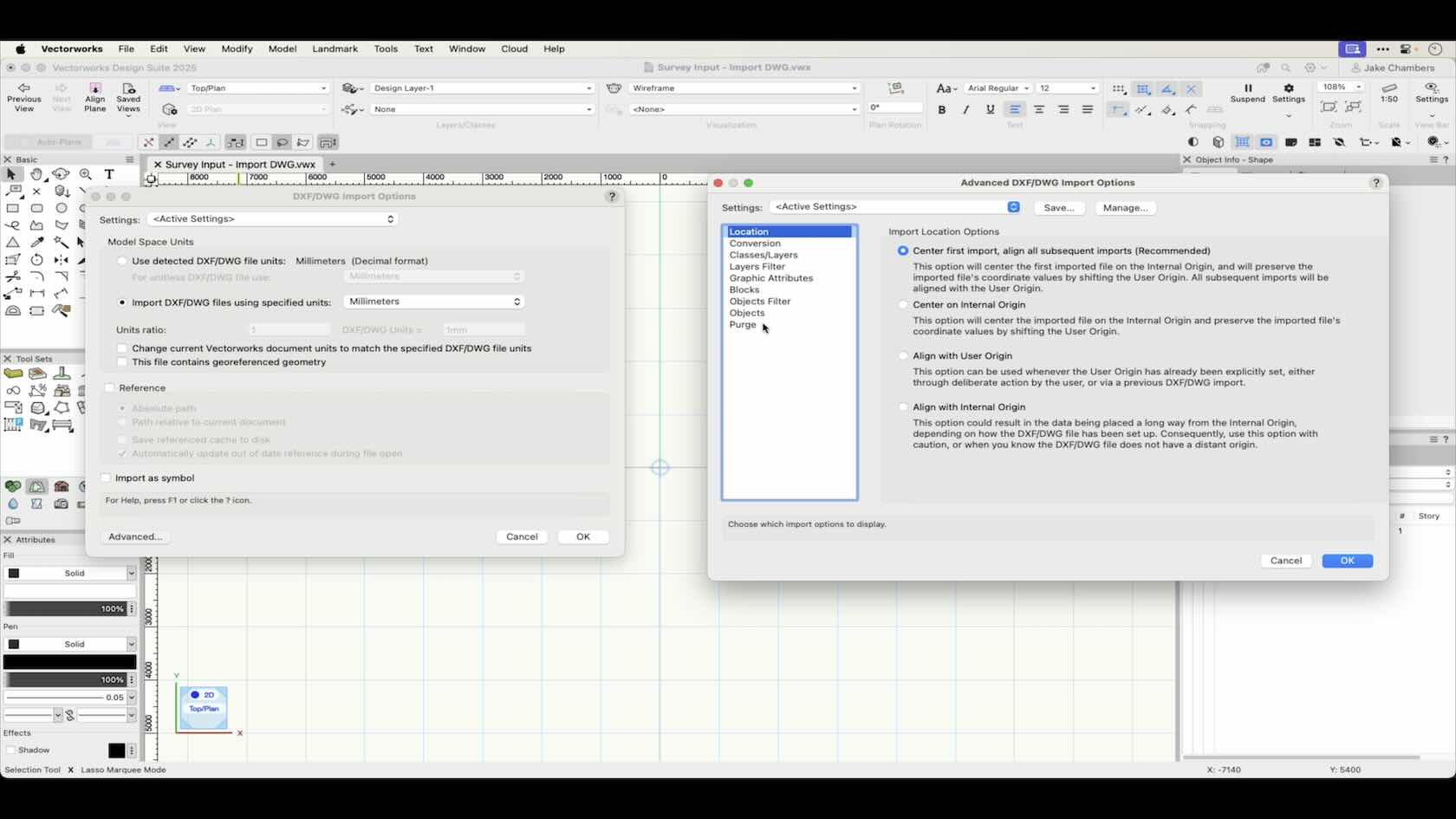 SURVEY INPUT COMMAND - IMPORT DWG 2025 | Vectorworks University
